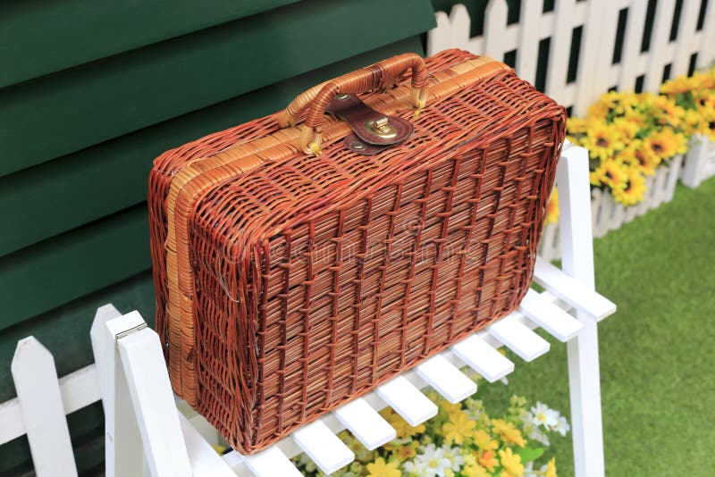 Closed Basket for Picnic Isolated Stock Image - Image of shopping ...
