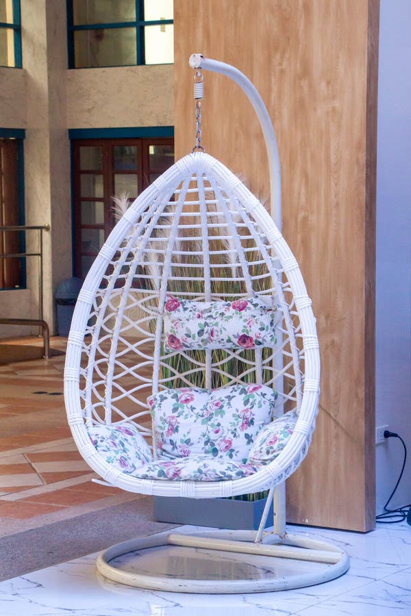 Rattan Lounge Hanging Chair Oval Shape or Egg Shape Stock Photo - Image ...
