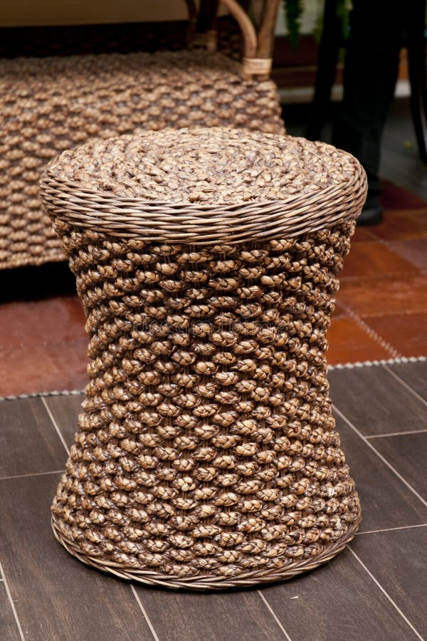 Wicker and Rattan Stool stock photo. Image of brown, furniture - 33453948