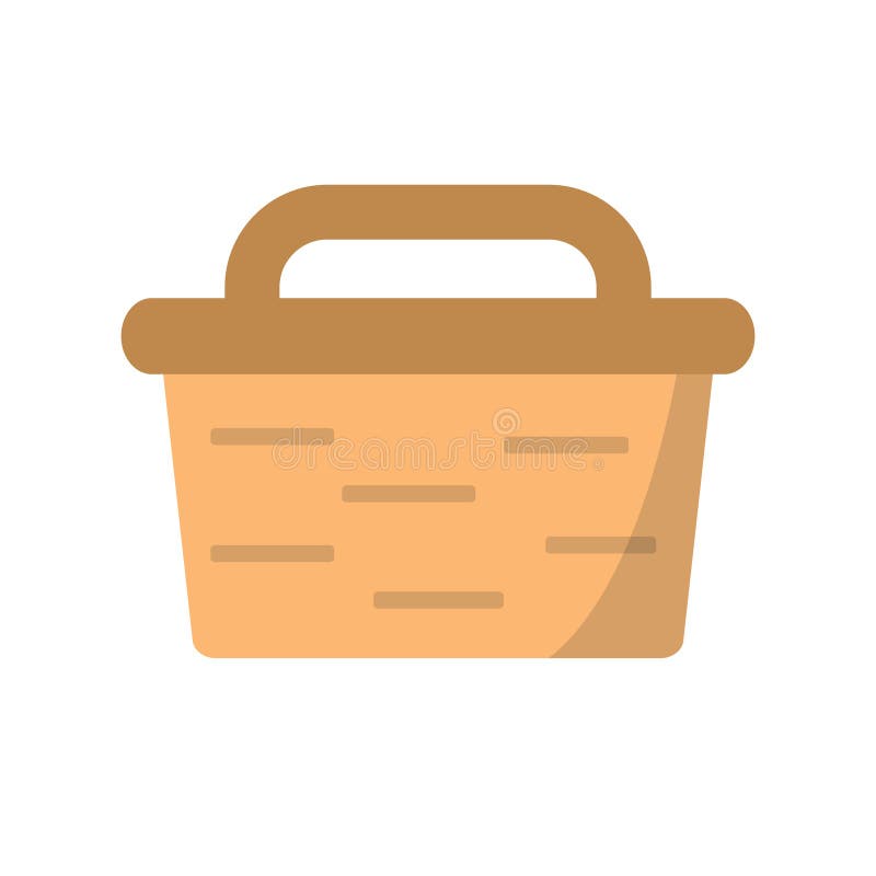 Rattan Storage Box Icon Vector Illustration, Flat Design Style Stock ...