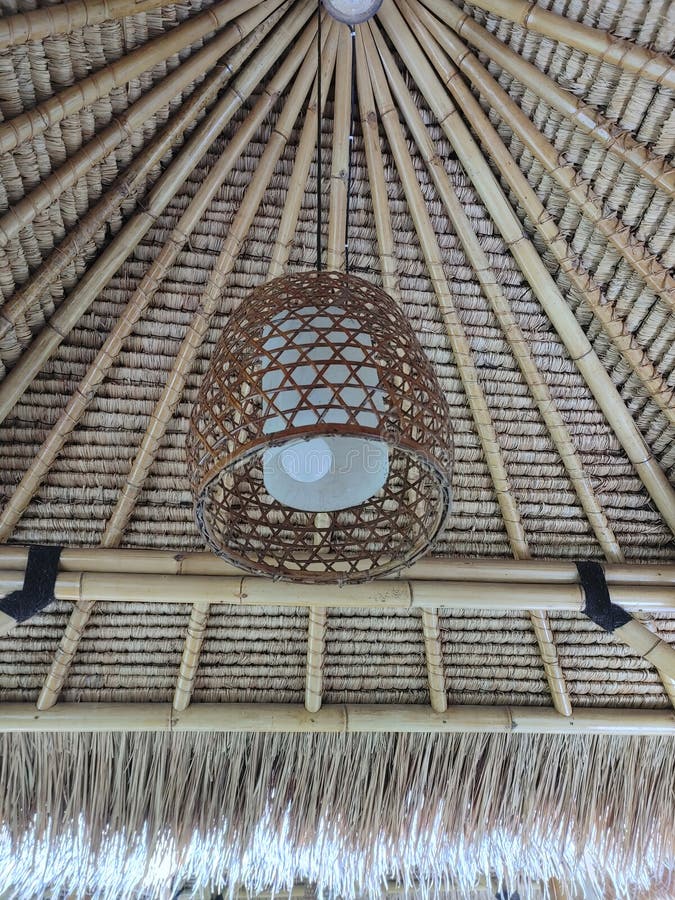 Rattan Traditional Decorated Lamp on Berugak Stock Photo - Image of ...