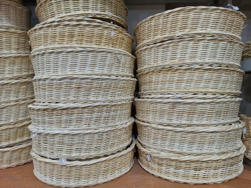 Rattan woven basket stock photo. Image of flooring, design - 385844992