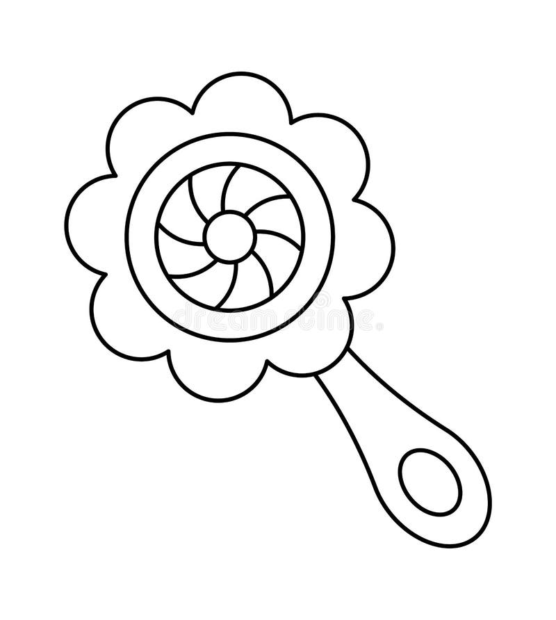 Rattle for Babies Line Art Icon Accessory for Toddlers Stock Vector ...