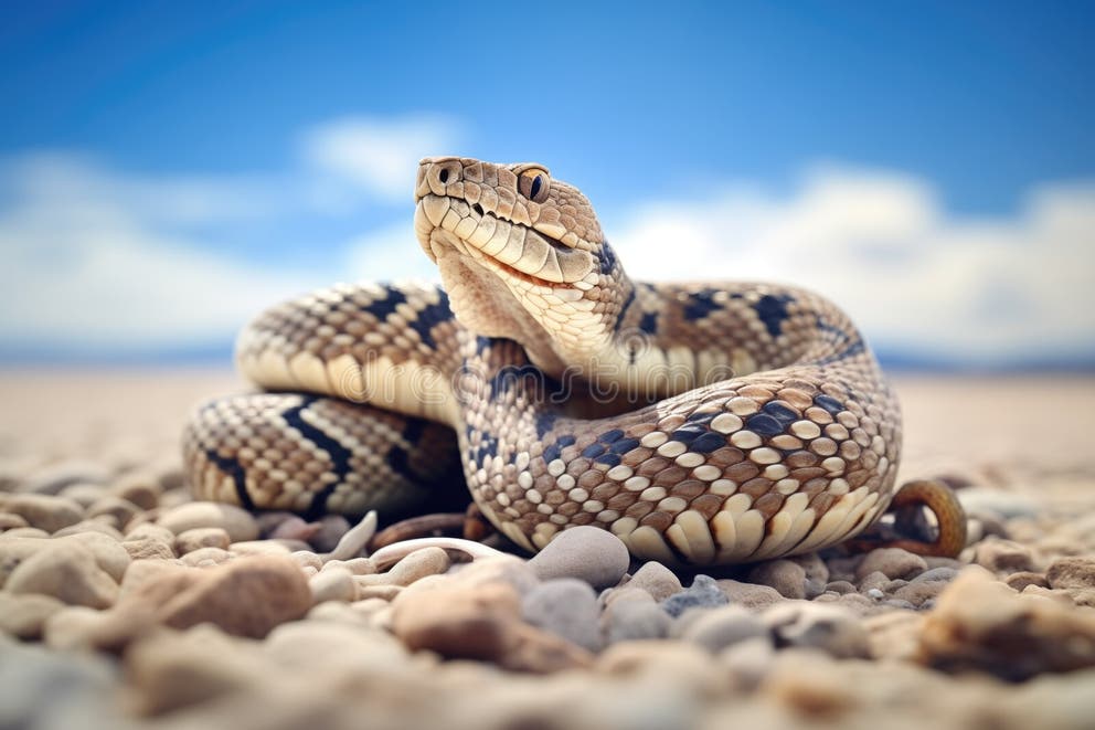 Rattlesnake Basking on a Desert Pebble Stock Illustration ...