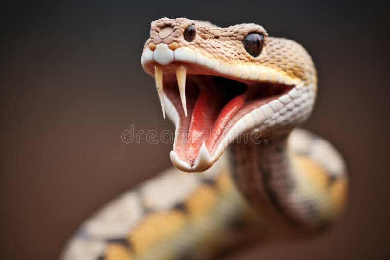 Rattlesnake with Mouth Open Showing Fangs Stock Image - Image of ...