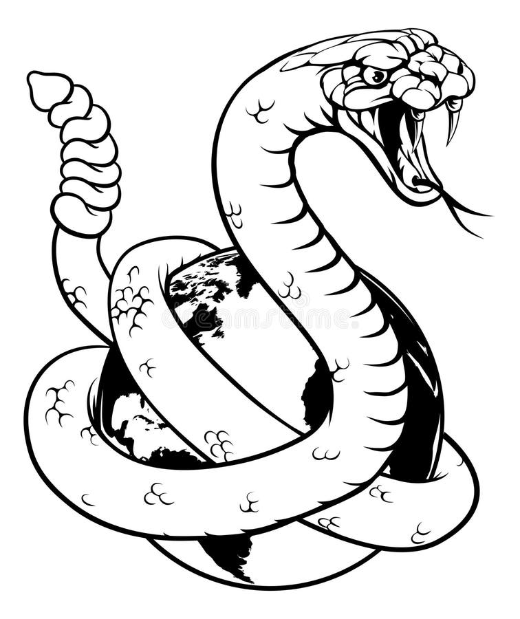 Rattlesnake Snake World Earth Globe Concept Stock Illustration ...