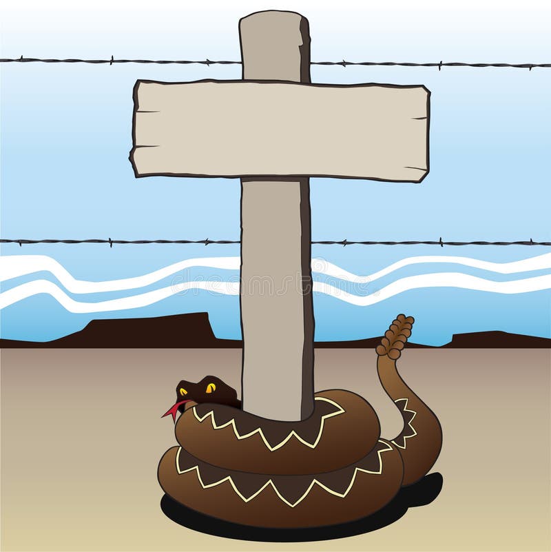 Rattlesnake Wrapped Around Signpost Stock Vector - Illustration of ...