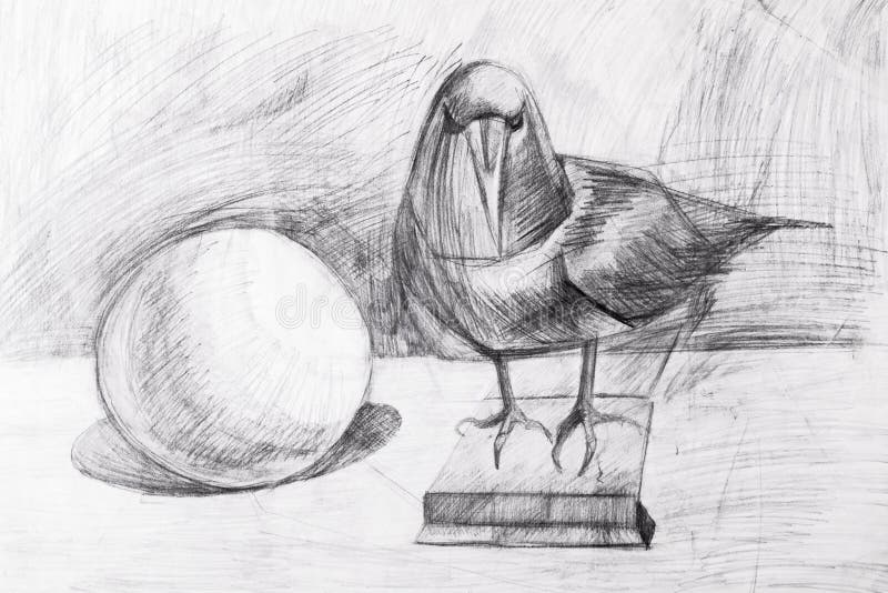 Rauben Sie Und Der Ball, Der Mit Einem Bleistift Gezeichnet Wird Stock ...