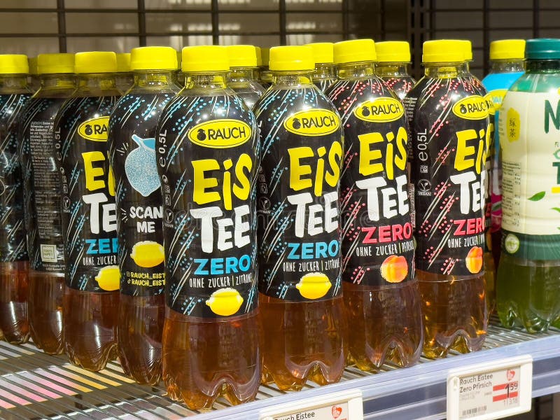 Rauch Ice Tea Zero Lemon Bottles on Supermarket Shelf Display Editorial ...