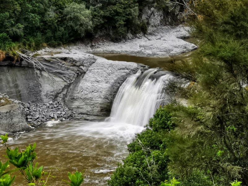 Raukawa Falls in New Zealand Stock Photo - Image of woodland ...