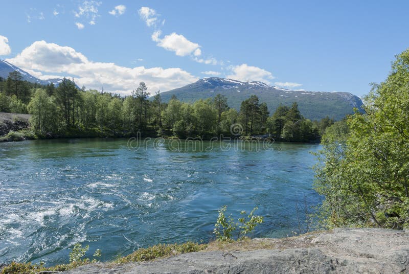 Rauma river in summer stock image. Image of water, green - 96504375