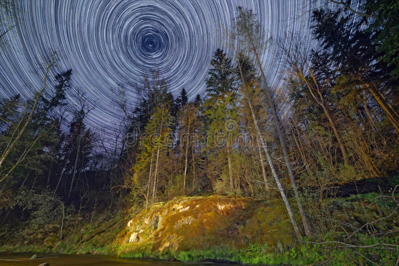 Raunas Staburags (the Staburags Cliff of Rauna) Star Trails Stock Image ...