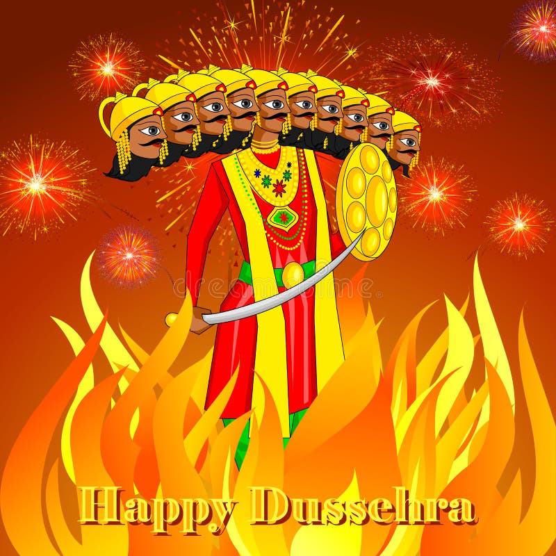 Burning Ravana in Dussehra stock vector. Illustration of festival ...