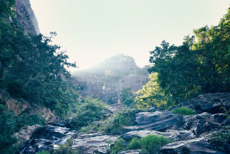 The Ravana Falls in Sri Lanka. Stock Image - Image of river, scenic ...