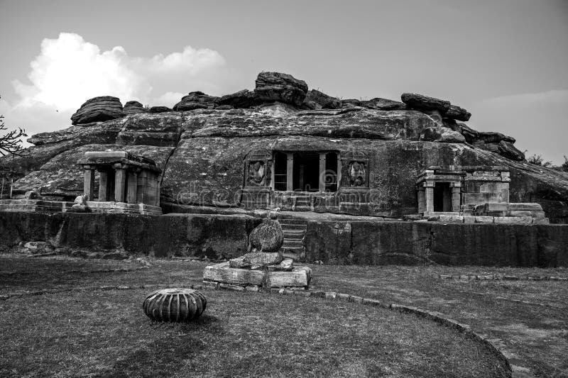 Ravana Phadi Cave Temple at Aihole, Stock Image - Image of house, tree ...