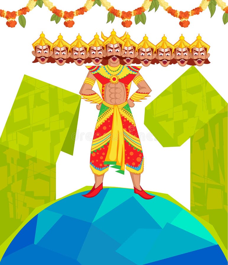 Ravana with Ten Head for Dussehra Stock Vector - Illustration of holy ...