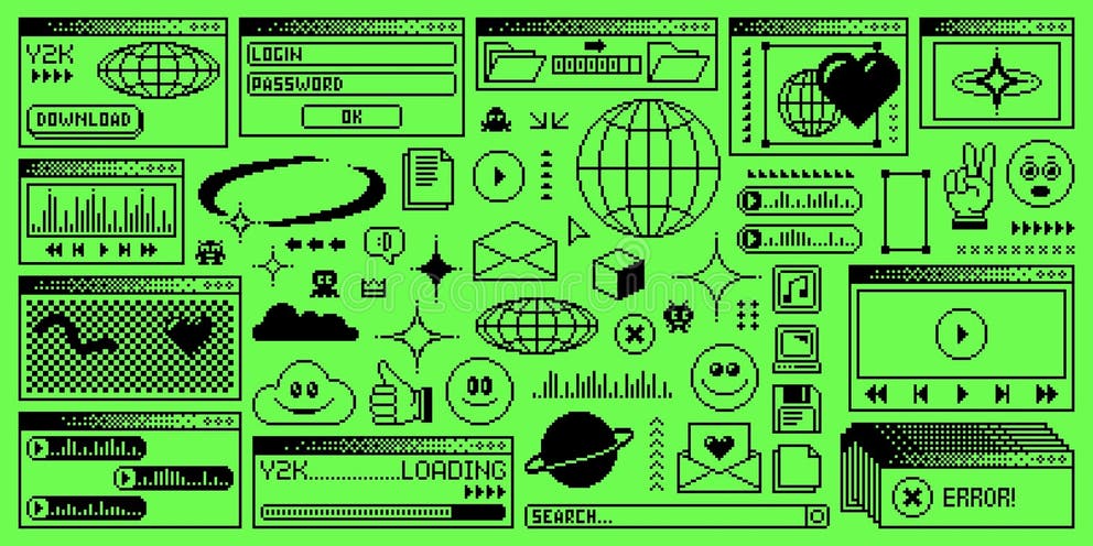 Rave Y2k Computer Window Page, Vector Pc Desktop Stock Vector ...