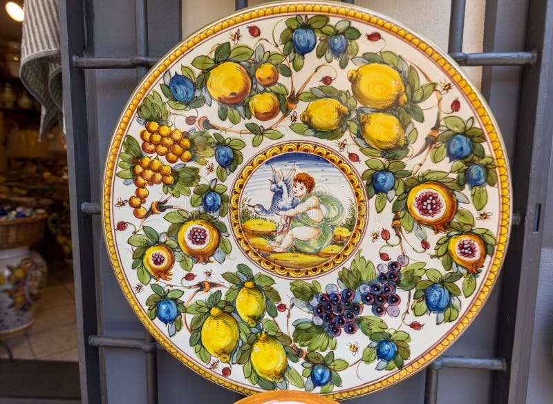 Close Up of a Ceramic Plate Sold in Ravello, Italy Editorial Stock ...