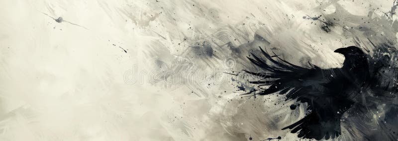 Raven Art: Dramatic Crow Silhouette with Ink Splatter Abstract ...
