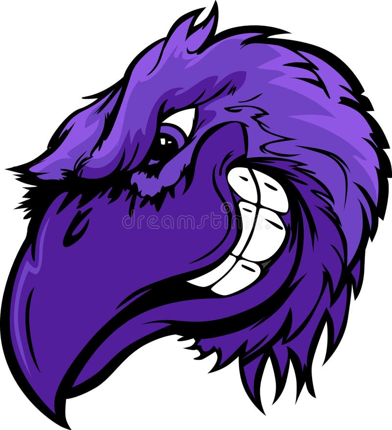 Raven Bird Head Cartoon Illustration Stock Vector - Illustration of ...