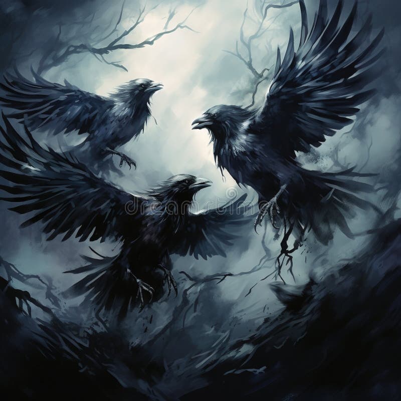 Raven birds with stock illustration. Illustration of color - 294980427