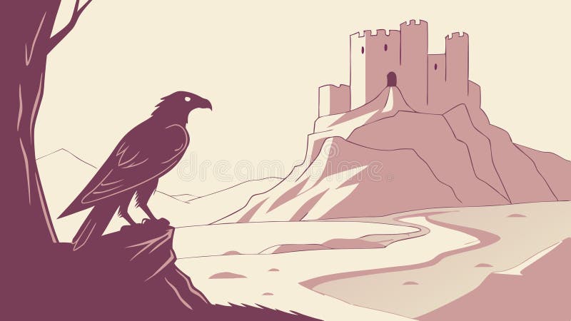 Raven on Castle Ruins: Gothic Wildlife in Ancient Settings, Vector ...