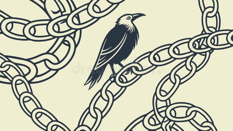 Raven on Chains, Symbolizing Mystery and Strength, Vector Design ...