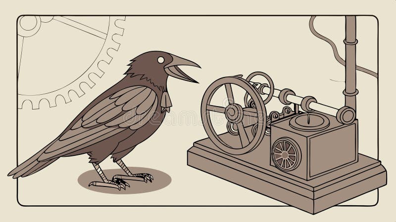 Raven with Clockwork, Steampunk Bird and Mechanical Art. Vector Design ...