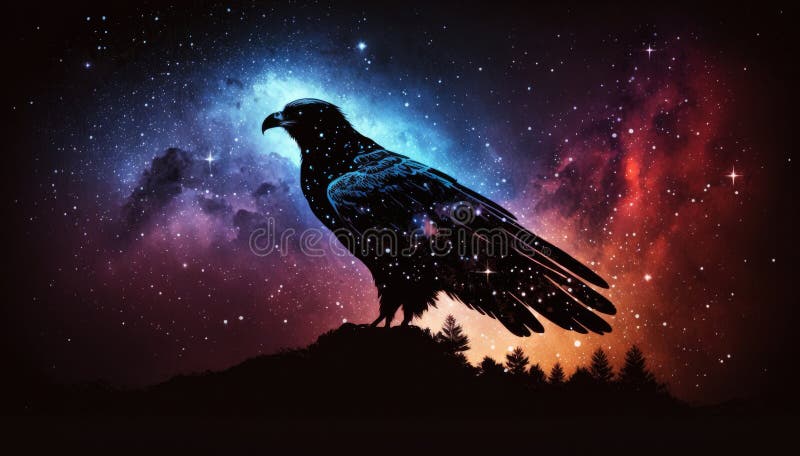 Raven in Cosmic Space. Gnerative Ai. Stock Illustration - Illustration ...