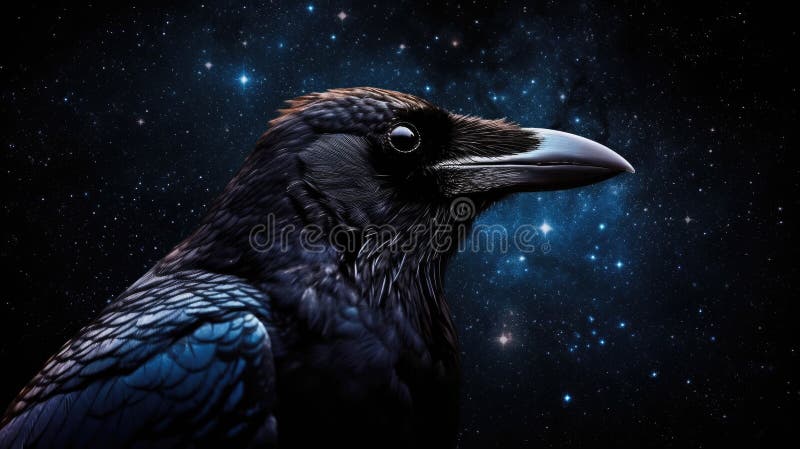 Raven in Cosmic Space. Gnerative Ai. Stock Illustration - Illustration ...