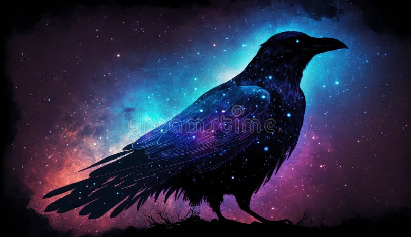 Raven in Cosmic Space. Gnerative Ai. Stock Illustration - Illustration ...