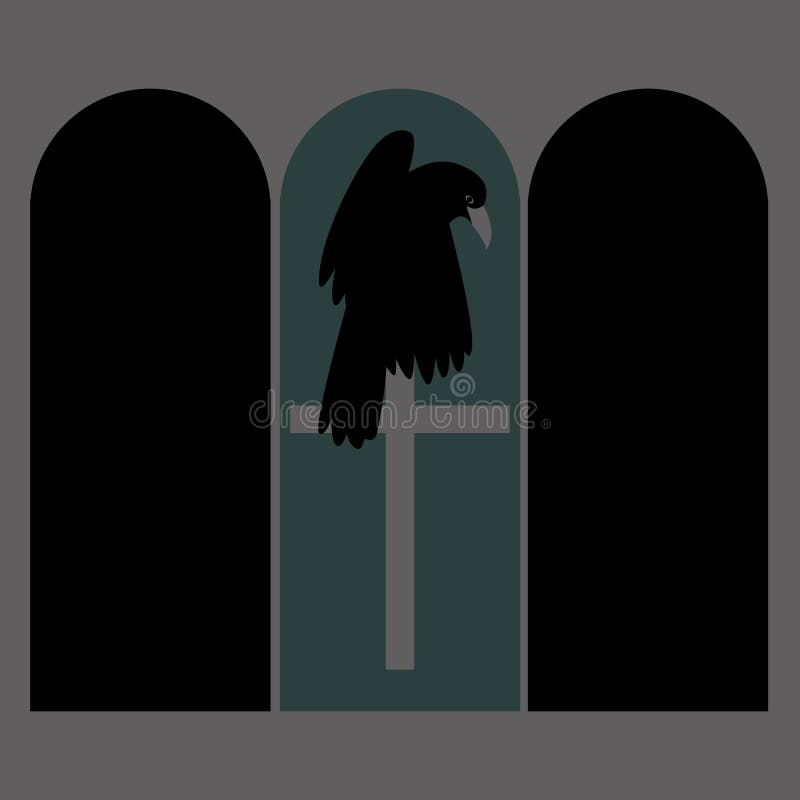 Raven on the Cross Vector Illustration Stock Vector - Illustration of ...