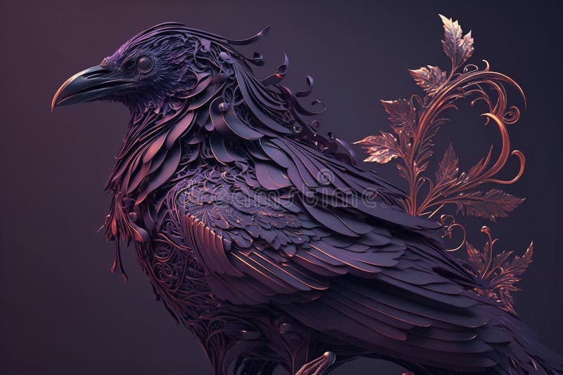Raven Folk with Ornament Mystic Bird. Generative Ai Stock Illustration ...