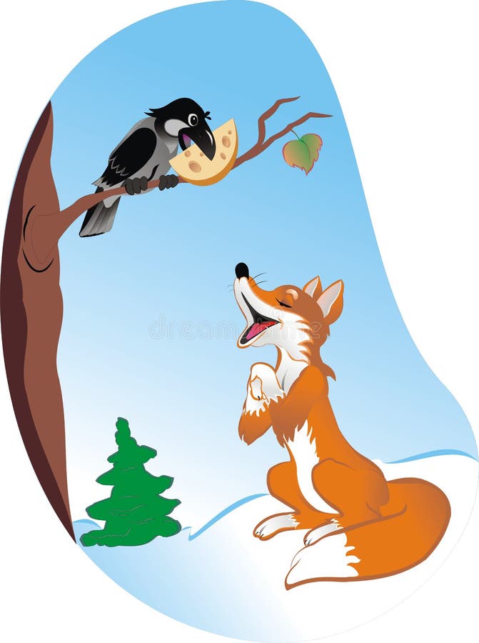 Raven_and_a_fox stock vector. Illustration of raven, illustrations ...