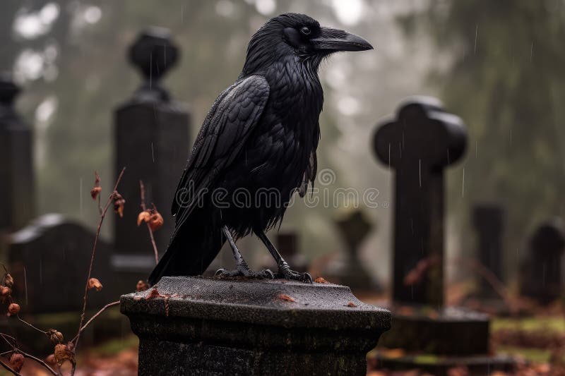 Raven Graveyard Tombstone. Generate Ai Stock Illustration ...