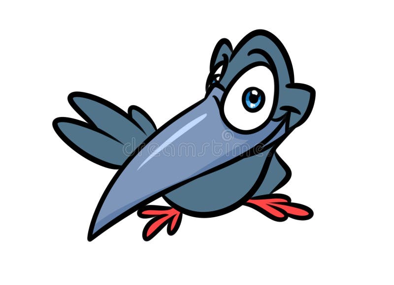 Raven gray bird cartoon stock illustration. Illustration of isolated ...