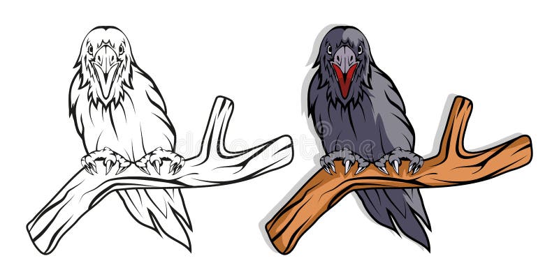 Raven Hand Getrokken Raaf Schets Van Raafhoofd Vector Illustratie ...