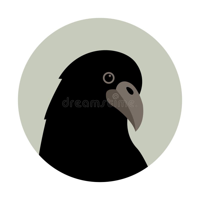 Raven Head Vector Illustration Style Flat Stock Vector - Illustration ...