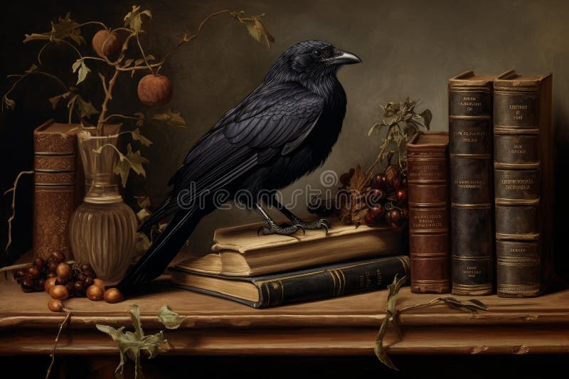 Raven History Ancient Library. Generate Ai Stock Image - Image of ...
