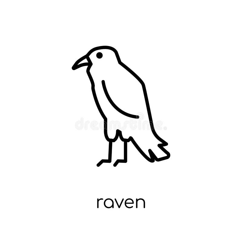 Raven Icon. Trendy Modern Flat Linear Vector Raven Icon on White Stock ...
