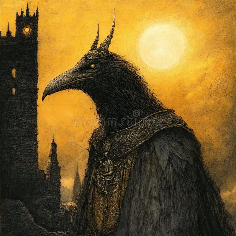 Raven King Fantasy Illustration Stock Illustration - Illustration of ...