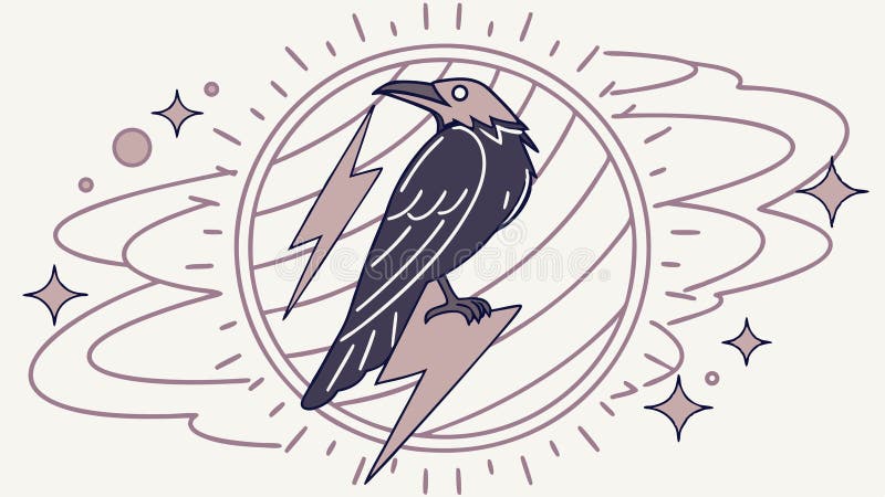 Raven with Lightning Bolt. Symbolizing Wisdom, Power, and ...