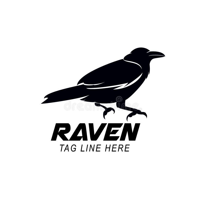 Simple Raven Logo Black Outline Line Set Silhouette Logo Icon Designs ...