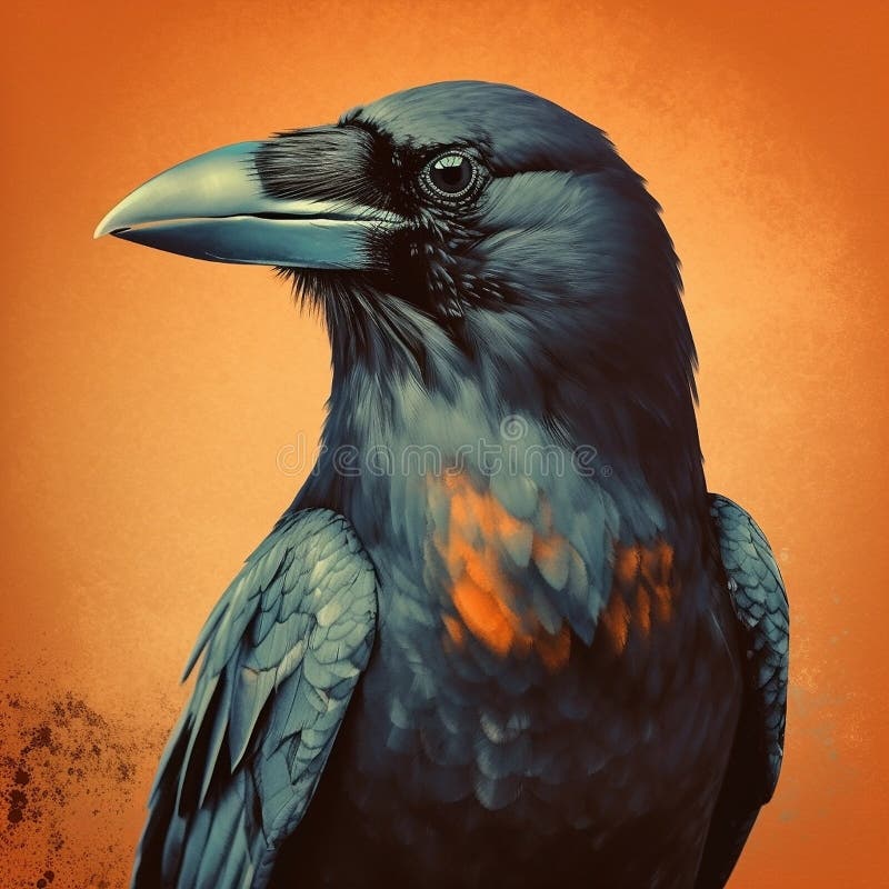 Raven on Orange Illustration Stock Illustration - Illustration of ...