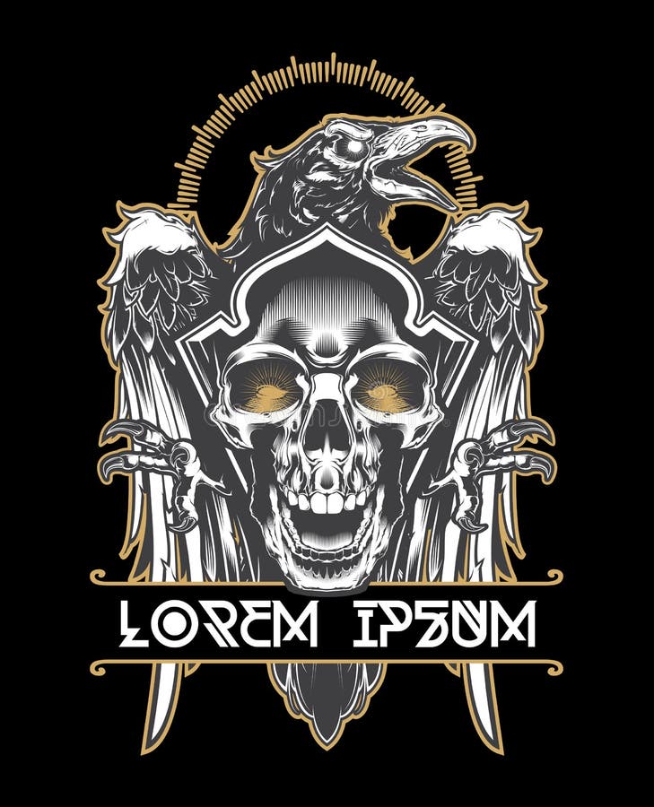 Raven and Skull.Vector Illustration Stock Vector - Illustration of ...