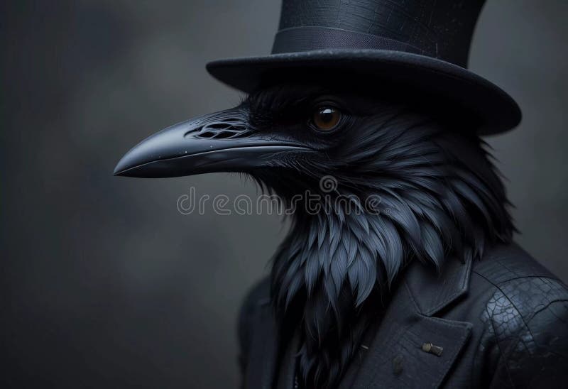 A Raven in a Top Hat: Dark Elegance Stock Illustration - Illustration ...