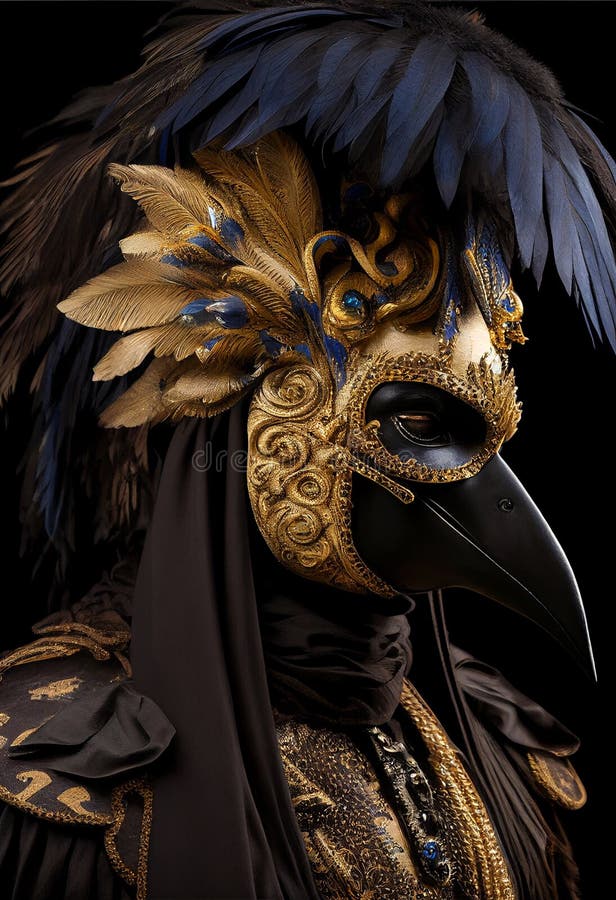Raven in a Venetian Carnival Mask. AI Generated Stock Illustration ...