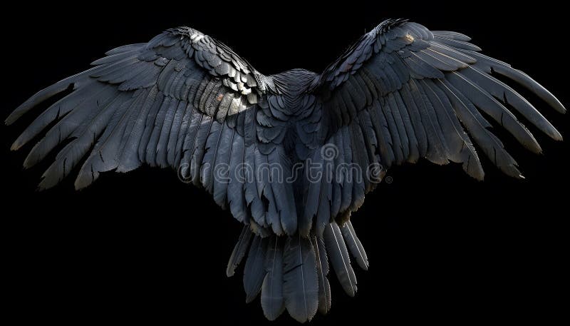 Raven Wing on Black Background Stock Image - Image of backgrounds ...