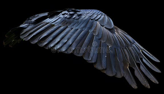 Raven Wing on Black Background Stock Photo - Image of light, gray ...