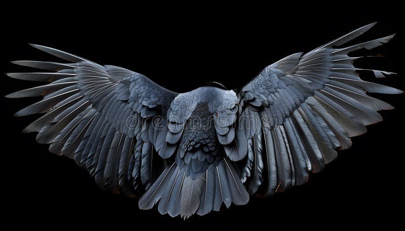 Raven Wing on Black Background Stock Image - Image of shape, animal ...